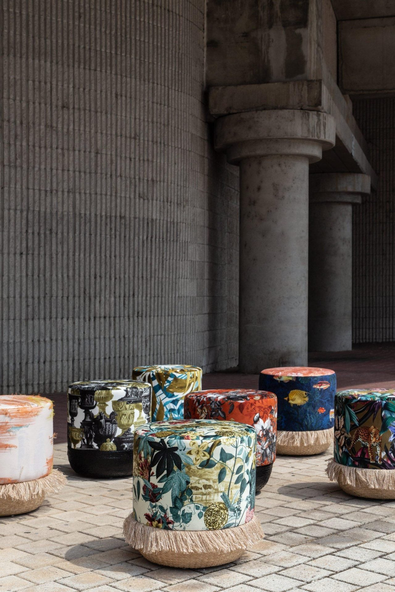 Velvet Flower Strew Pouffe Green – ÉRTH STUDIO