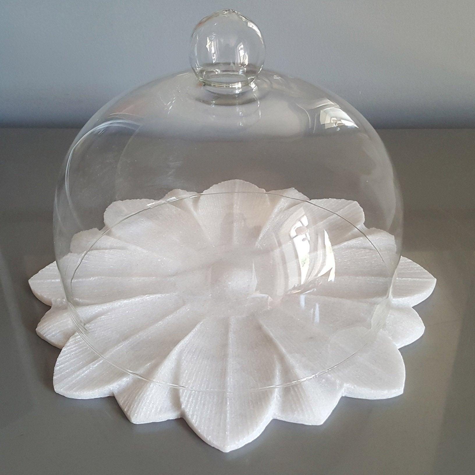 Marble Cake Plate And Glass Dome Set – ÉRTH STUDIO